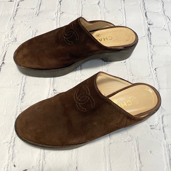 CHANEL | Shoes | Chanel Suede Clogs Mules Slides Shoes | Poshmark